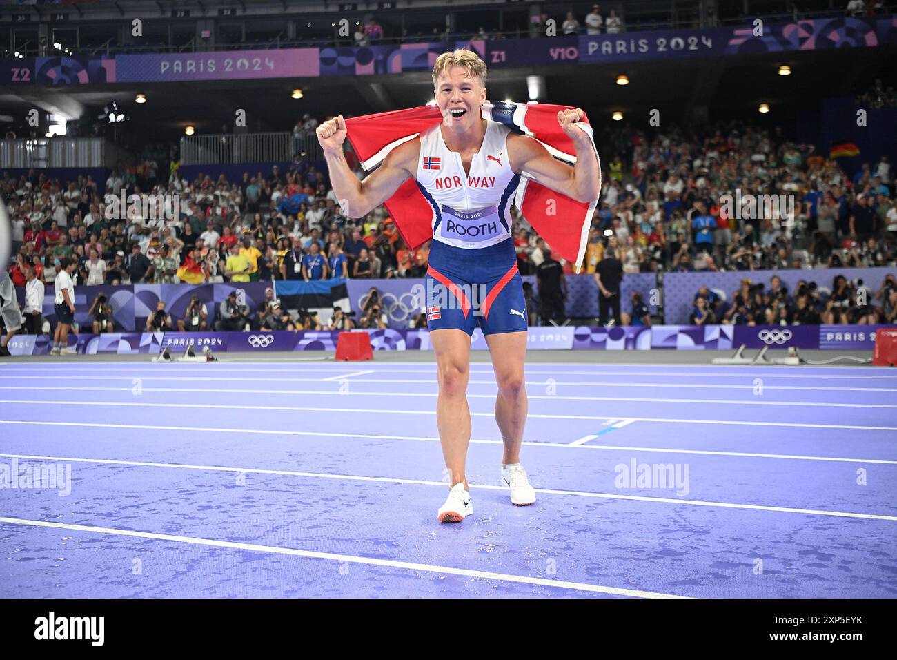 Paris, France. 3rd Aug, 2024. Markus Rooth of Norway celebrates after ...