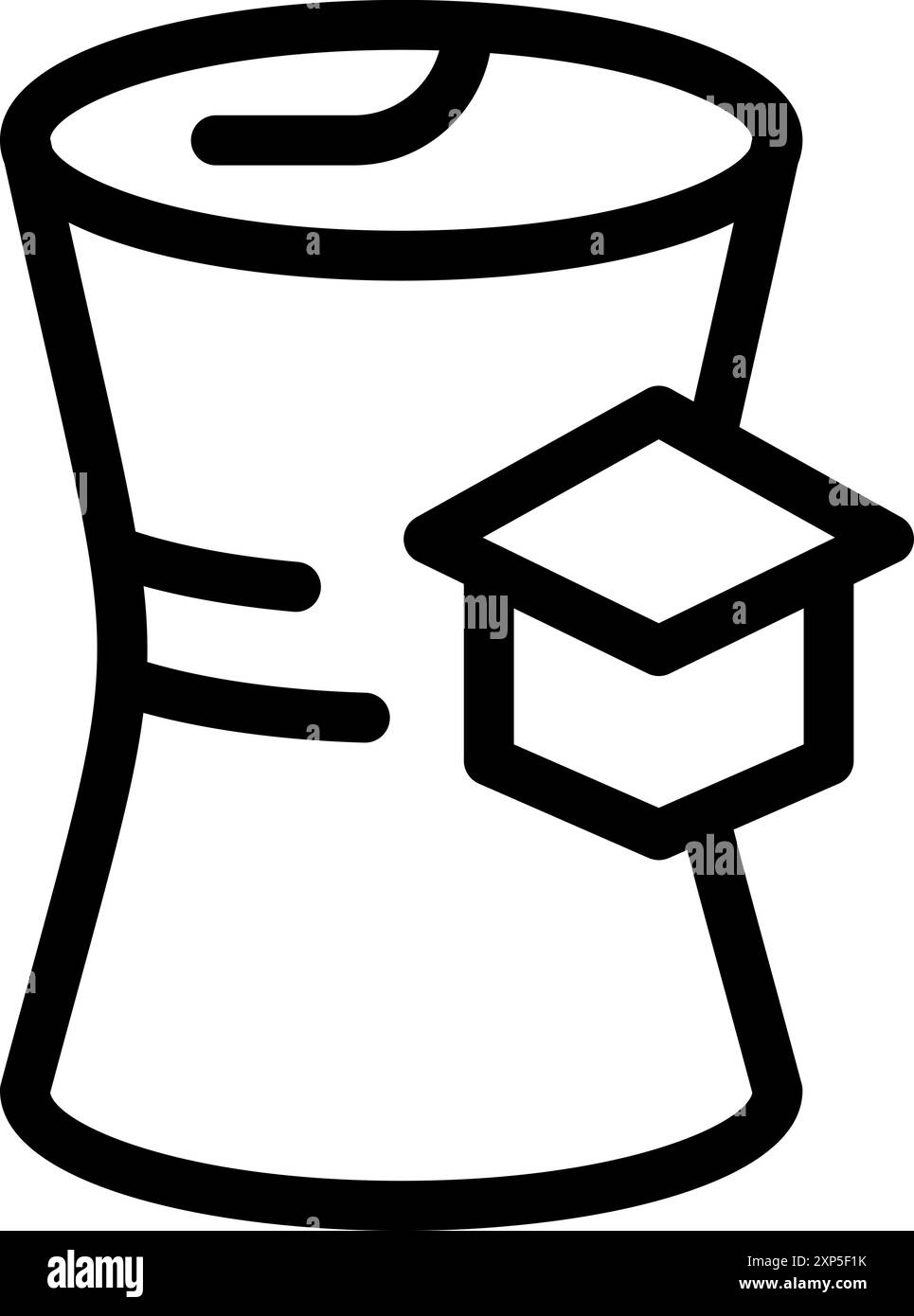 Simple bold outline icon representing the concept of storing knowledge and diplomas online Stock ...