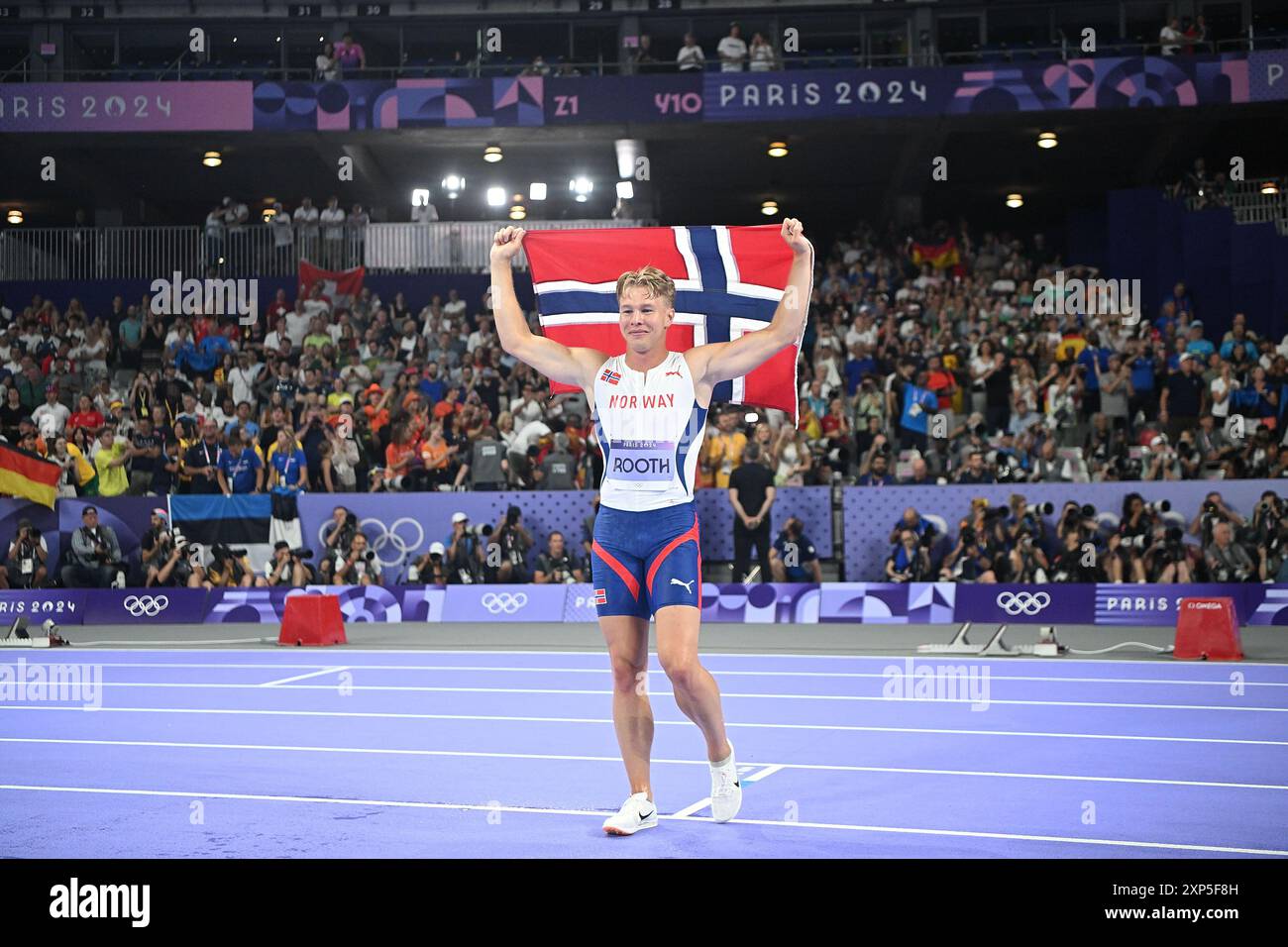 Paris, France. 3rd Aug, 2024. Markus Rooth of Norway celebrates after ...