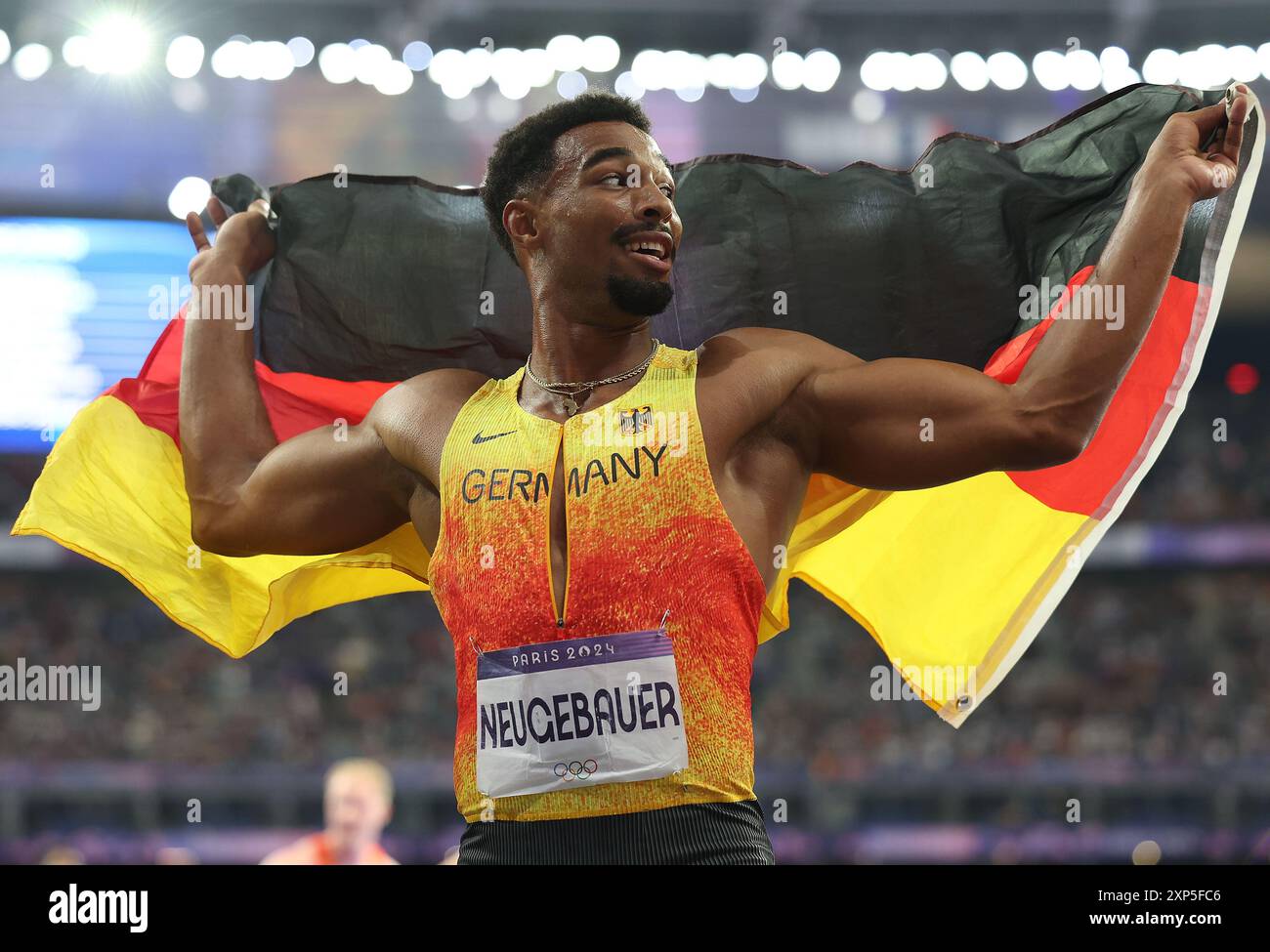Paris, France. 3rd Aug, 2024. Leo Neugebauer of Germany celebrates ...