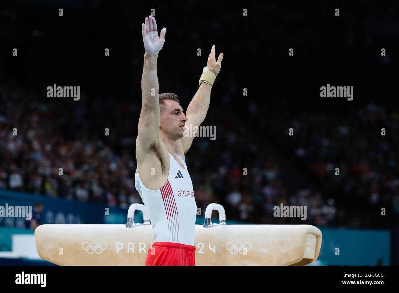 PARIS, FRANCE. 3rd Aug, 2024. Max Whitlock of Team Great Britain reacts ...
