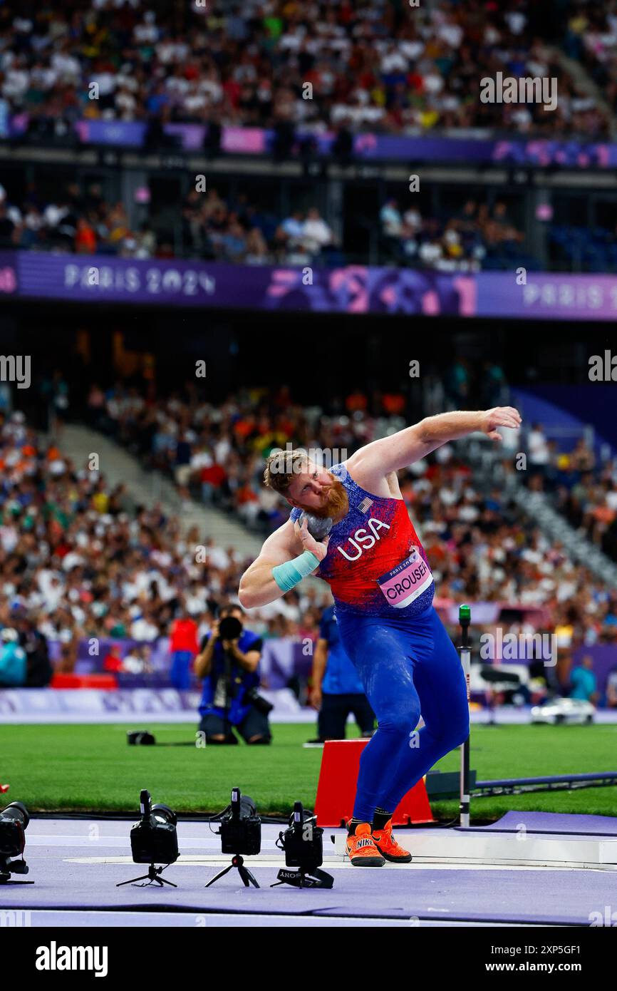 Paris, France. 03rd Aug, 2024. CROUSER Ryan of USA Athletics Men's Shot Put during the Olympic ...