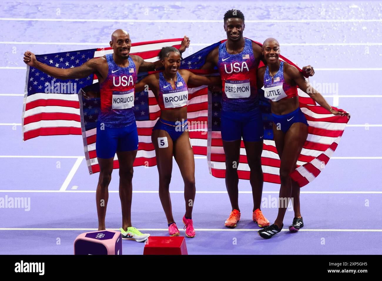 Paris, France, 3 August, 2024. Team USA celebrate winning Silver during ...