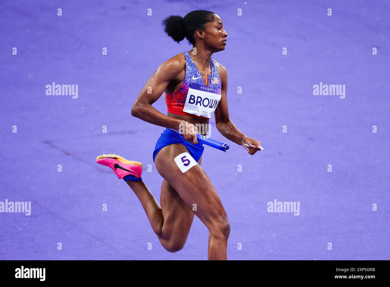 PARIS, FRANCE - AUGUST 03: Kaylyn Brown of USA runs during the Paris ...