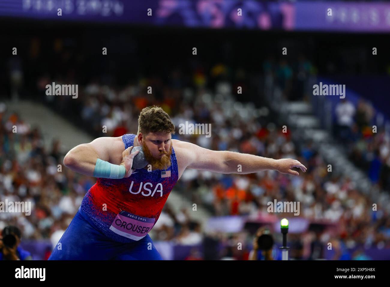 Paris, France. 3rd Aug 2024. CROUSER Ryan of USA Athletics Men's Shot ...