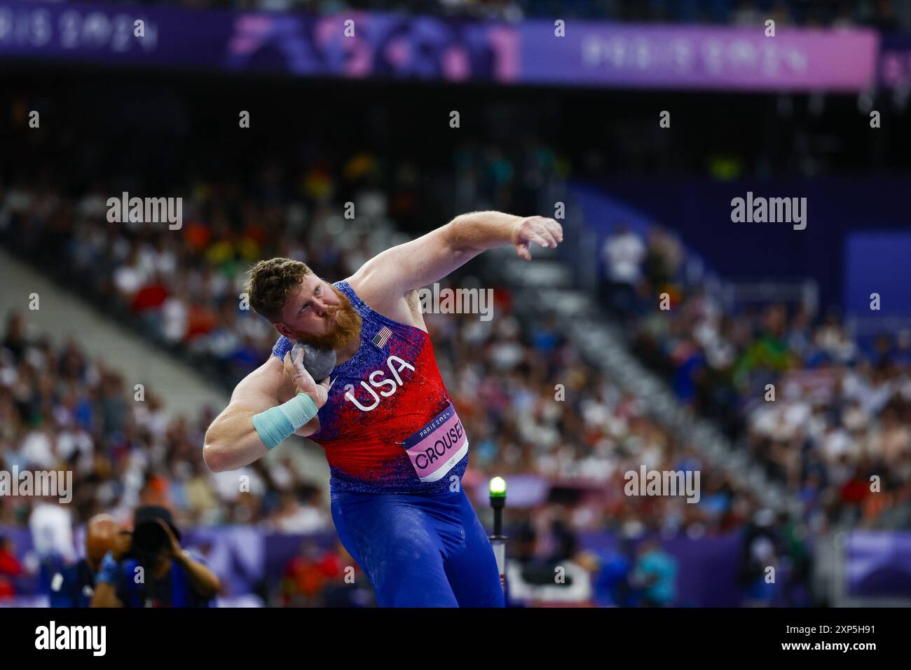 Paris, France. 3rd Aug 2024. CROUSER Ryan of USA Athletics Men's Shot Put during the Olympic ...
