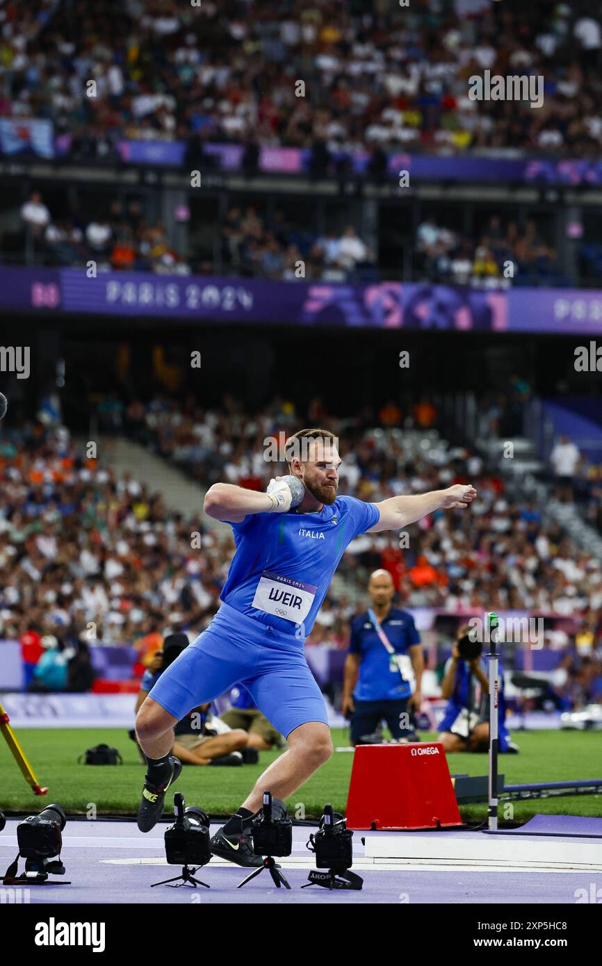 Paris, France. 3rd Aug 2024. WEIR Zane of Italy Athletics Men's Shot ...