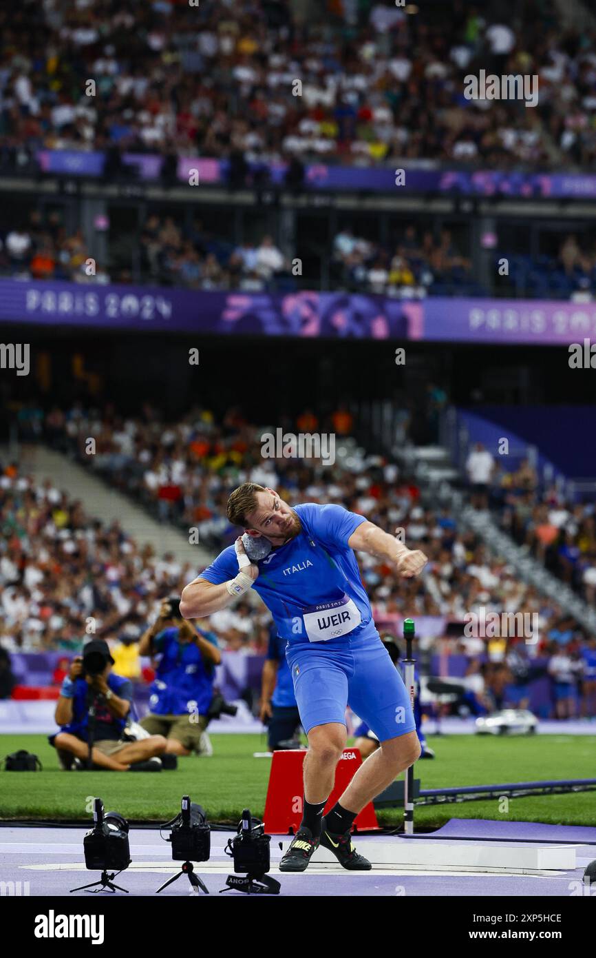 Paris, France. 3rd Aug 2024. WEIR Zane of Italy Athletics Men's Shot ...