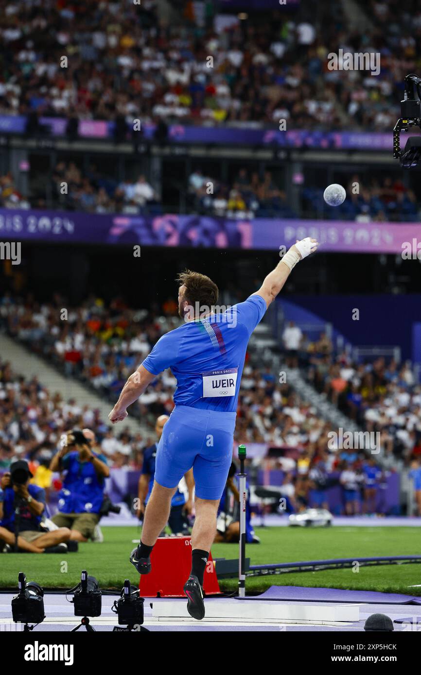 Paris, France. 3rd Aug 2024. WEIR Zane of Italy Athletics Men's Shot ...
