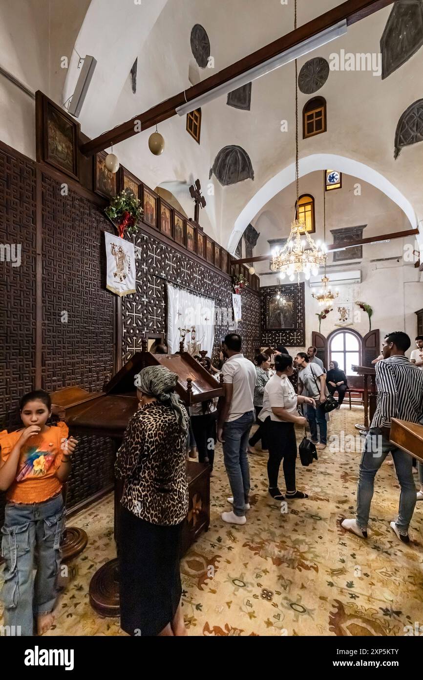 Al-Muharraq monastery, Holy Virgin Mary, Flight into Egypt, interior of ...
