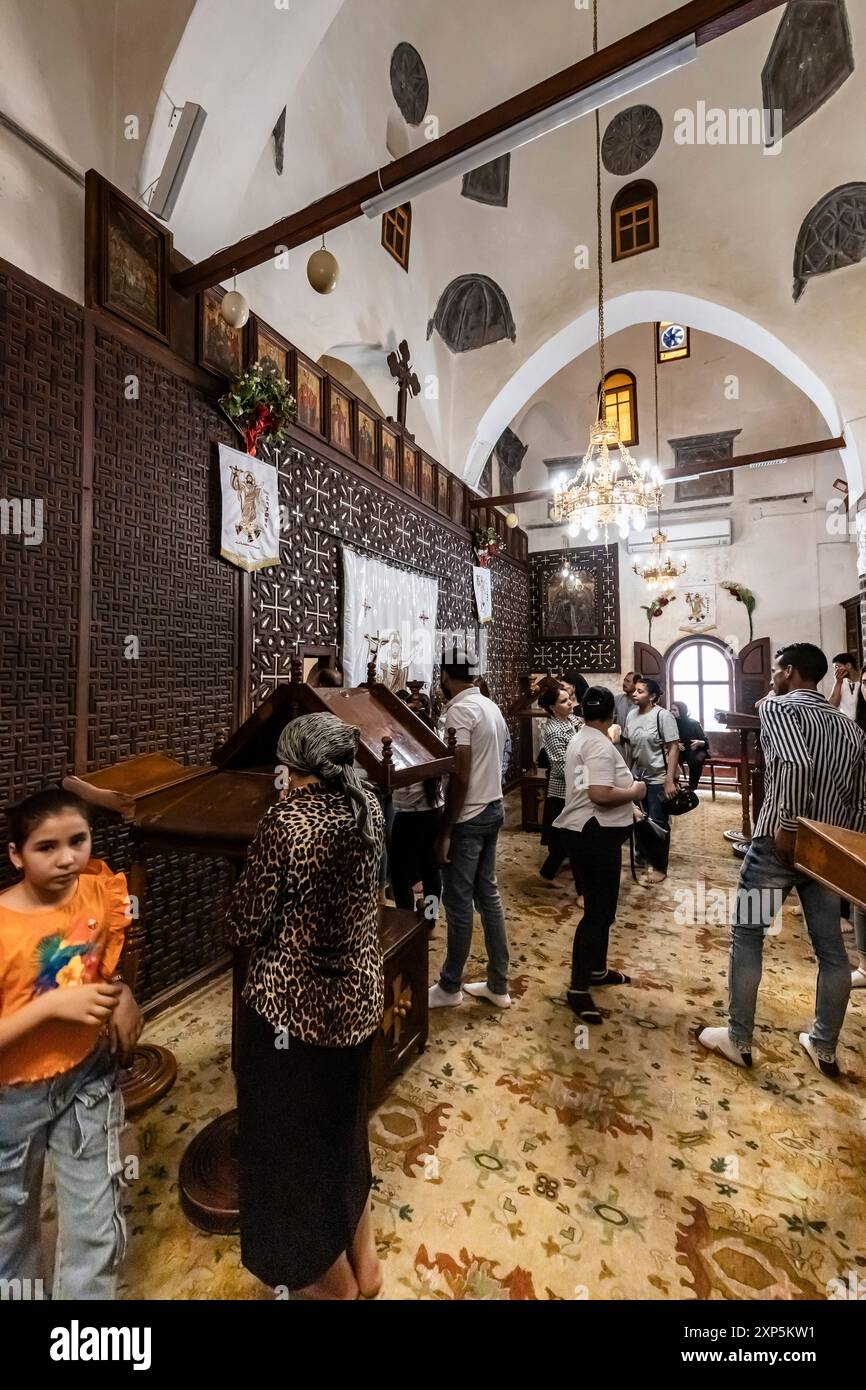 Al-Muharraq monastery, Holy Virgin Mary, Flight into Egypt, interior of ...
