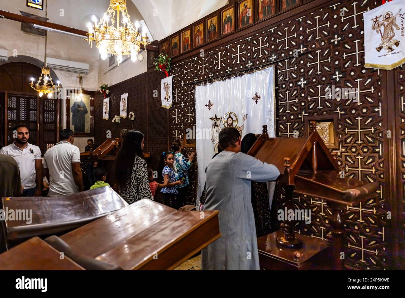 Al-Muharraq monastery, Holy Virgin Mary, Flight into Egypt, interior of ...