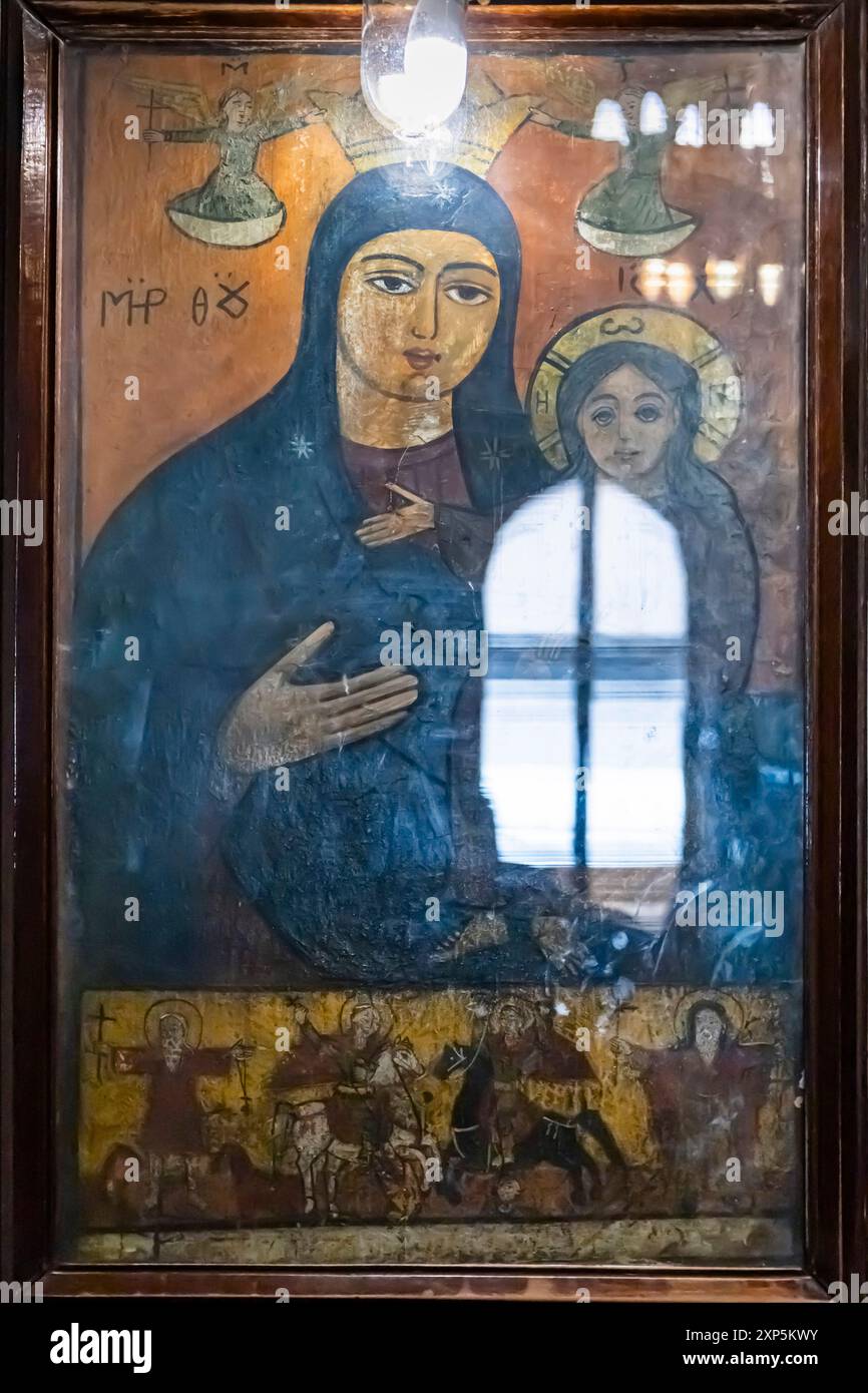 Al-Muharraq monastery, Holy Virgin Mary, Flight into Egypt, old icon at ...