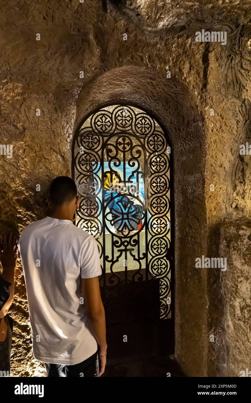 Virgin Mary Monastery in Drunka(Durunka), cave church at cliff, Flight ...