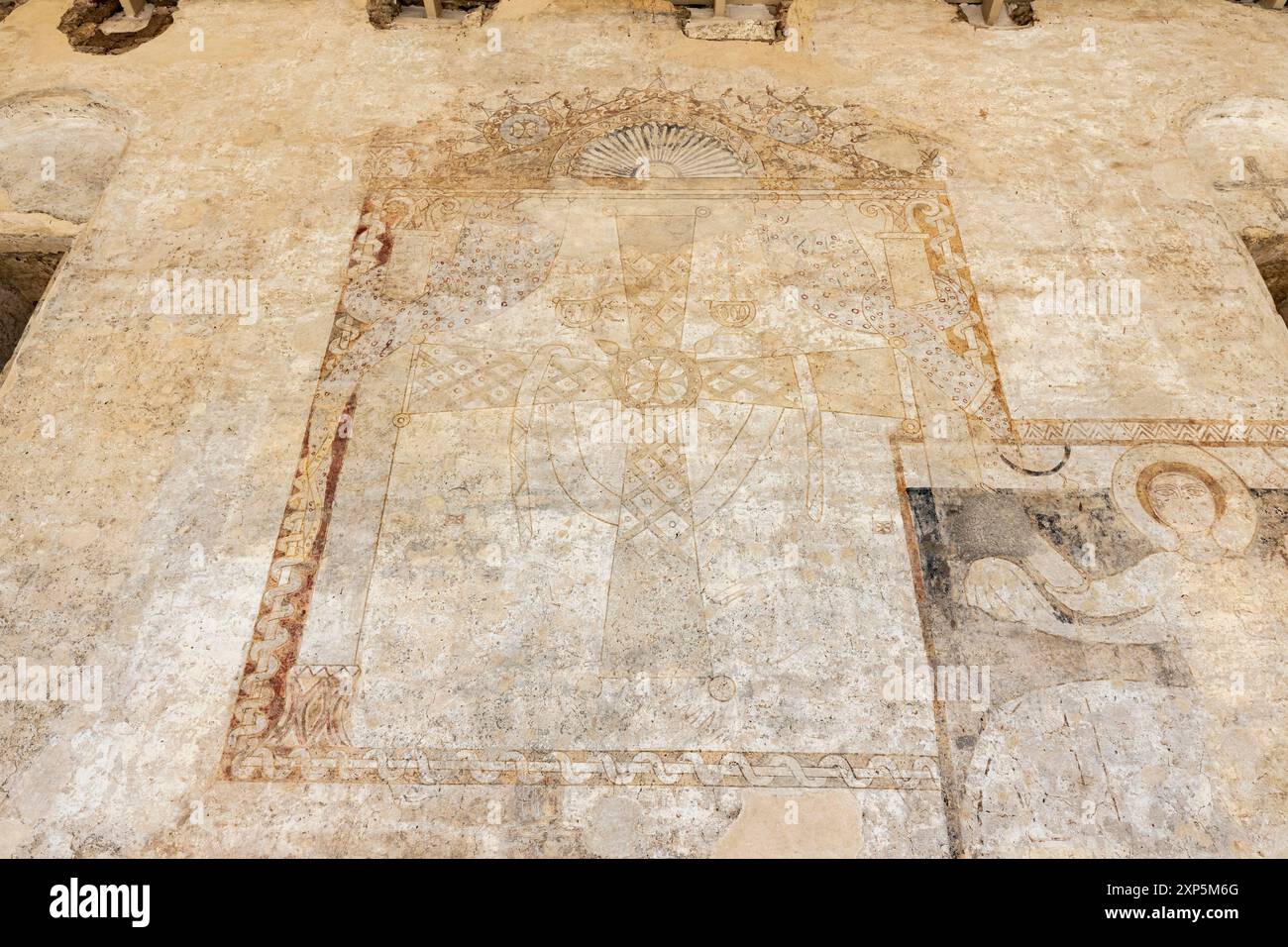 The Red Monastery, Basilica with paintings at corridor, ancient ...