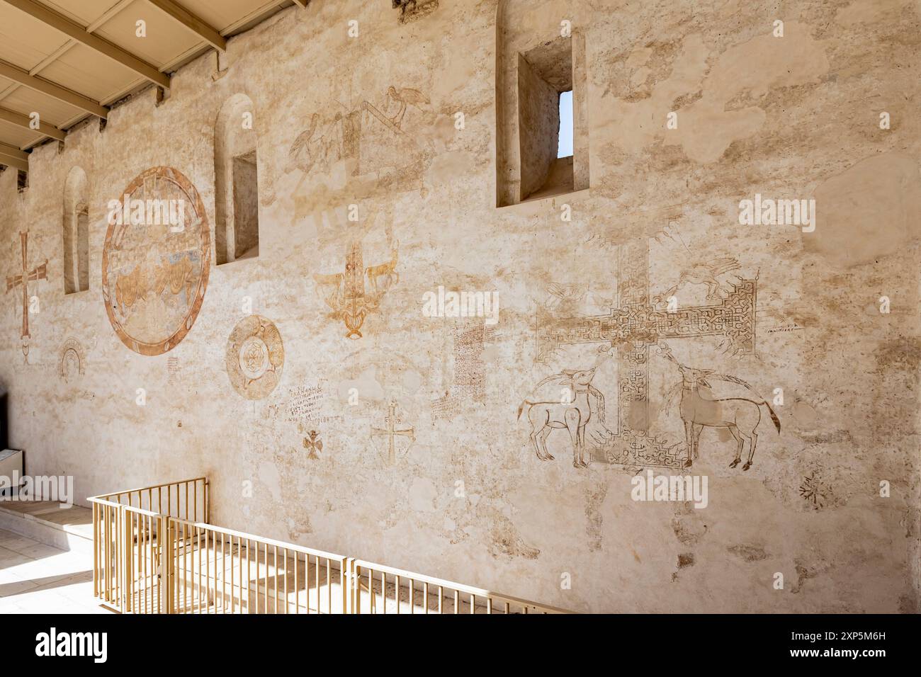 The Red Monastery, Basilica with paintings at corridor, ancient ...