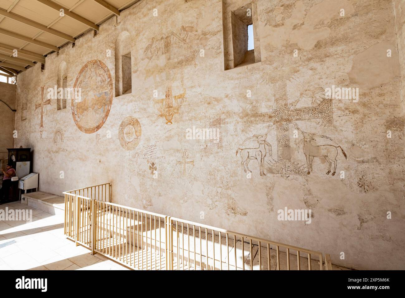 The Red Monastery, Basilica with paintings at corridor, ancient ...