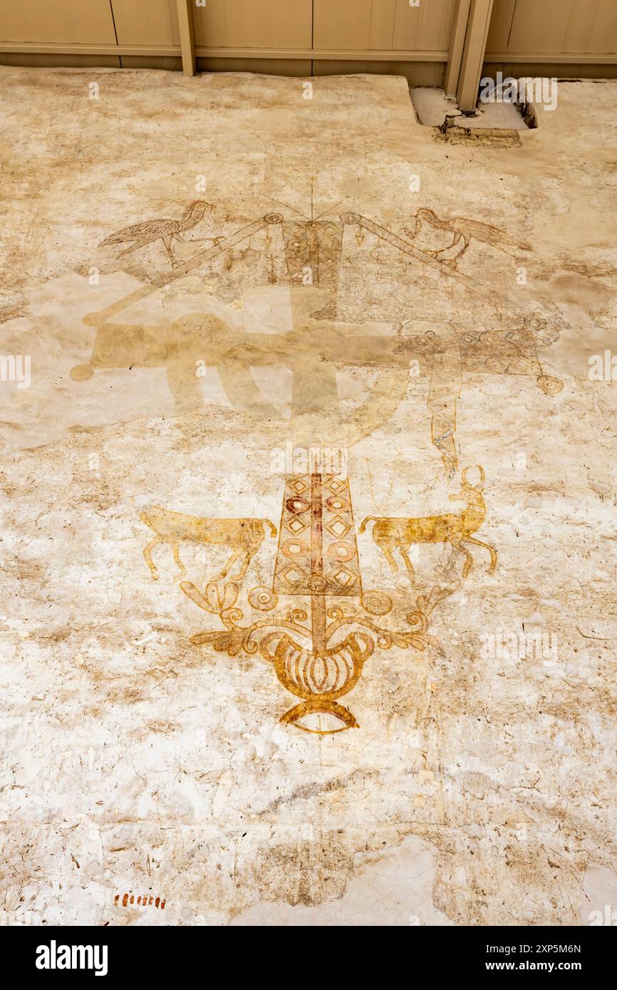 The Red Monastery, Basilica with paintings at corridor, ancient ...