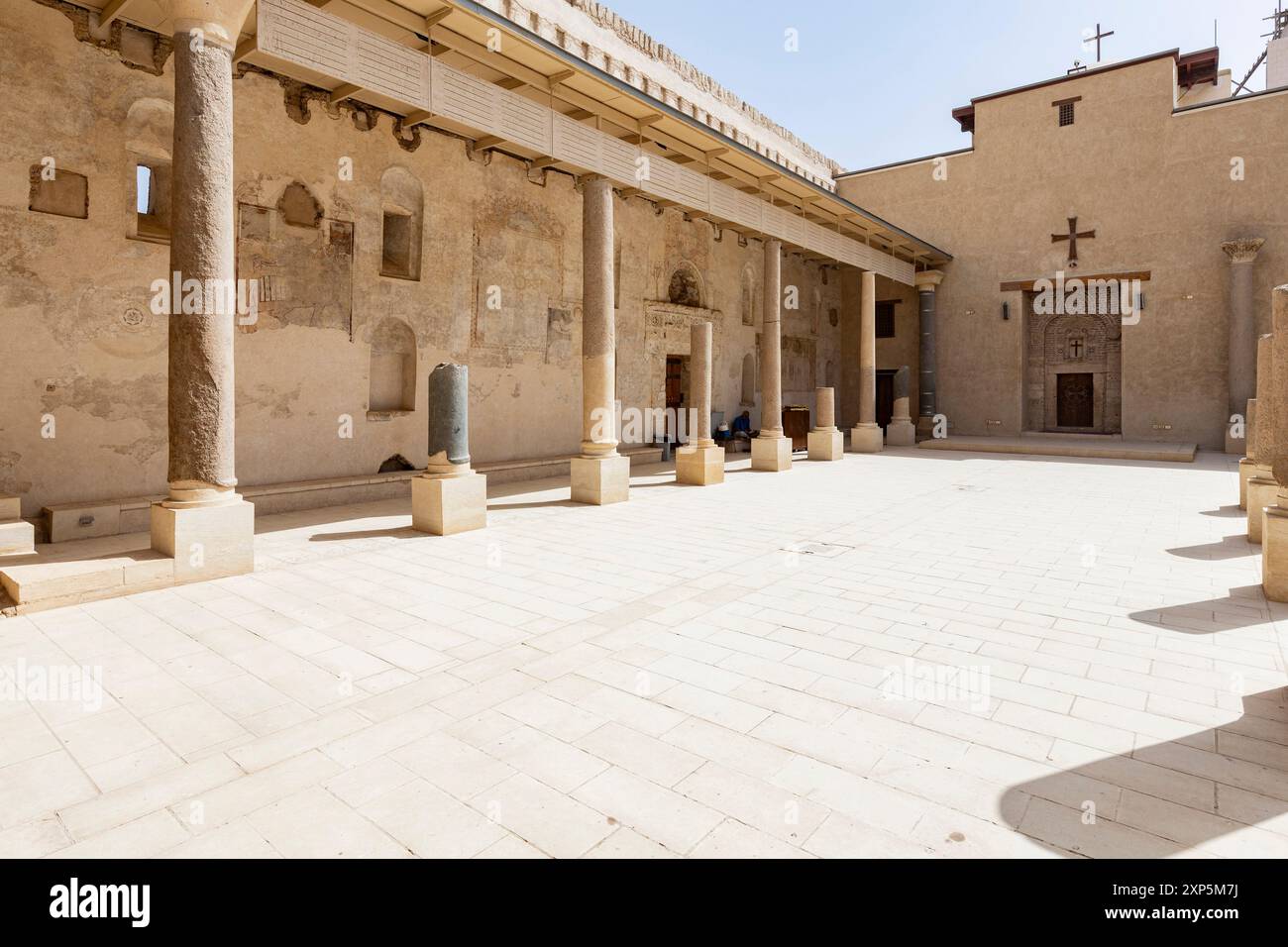 The Red Monastery, Basilica with paintings at corridor, ancient ...