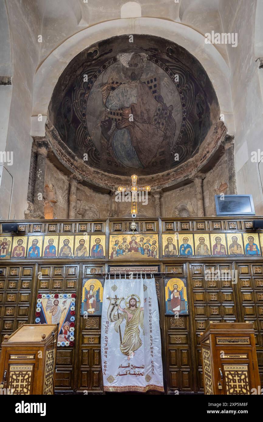 The White Monastery, interior of main altar(chancel) with icons and ...