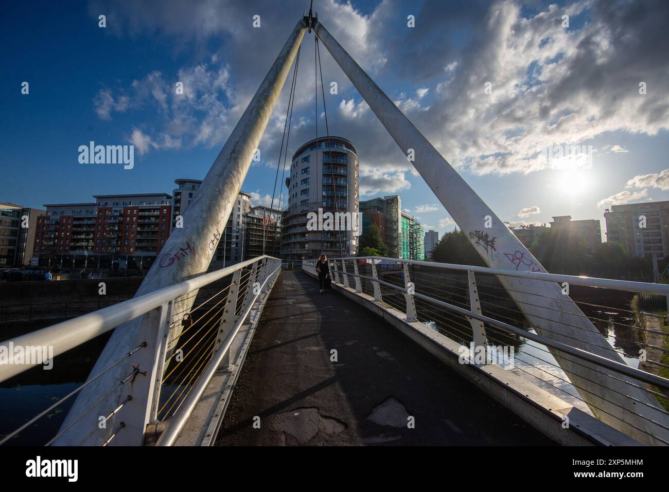 Knight's Way Bridge looking from the north side of the River Aire Stock ...