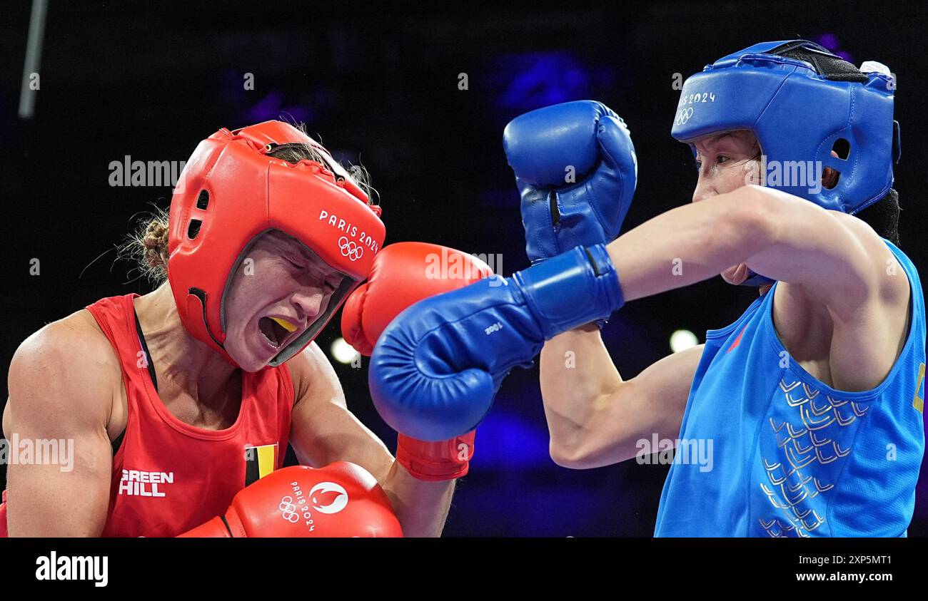 Paris, France. 3rd Aug, 2024. Yang Liu (L) of China competes against ...