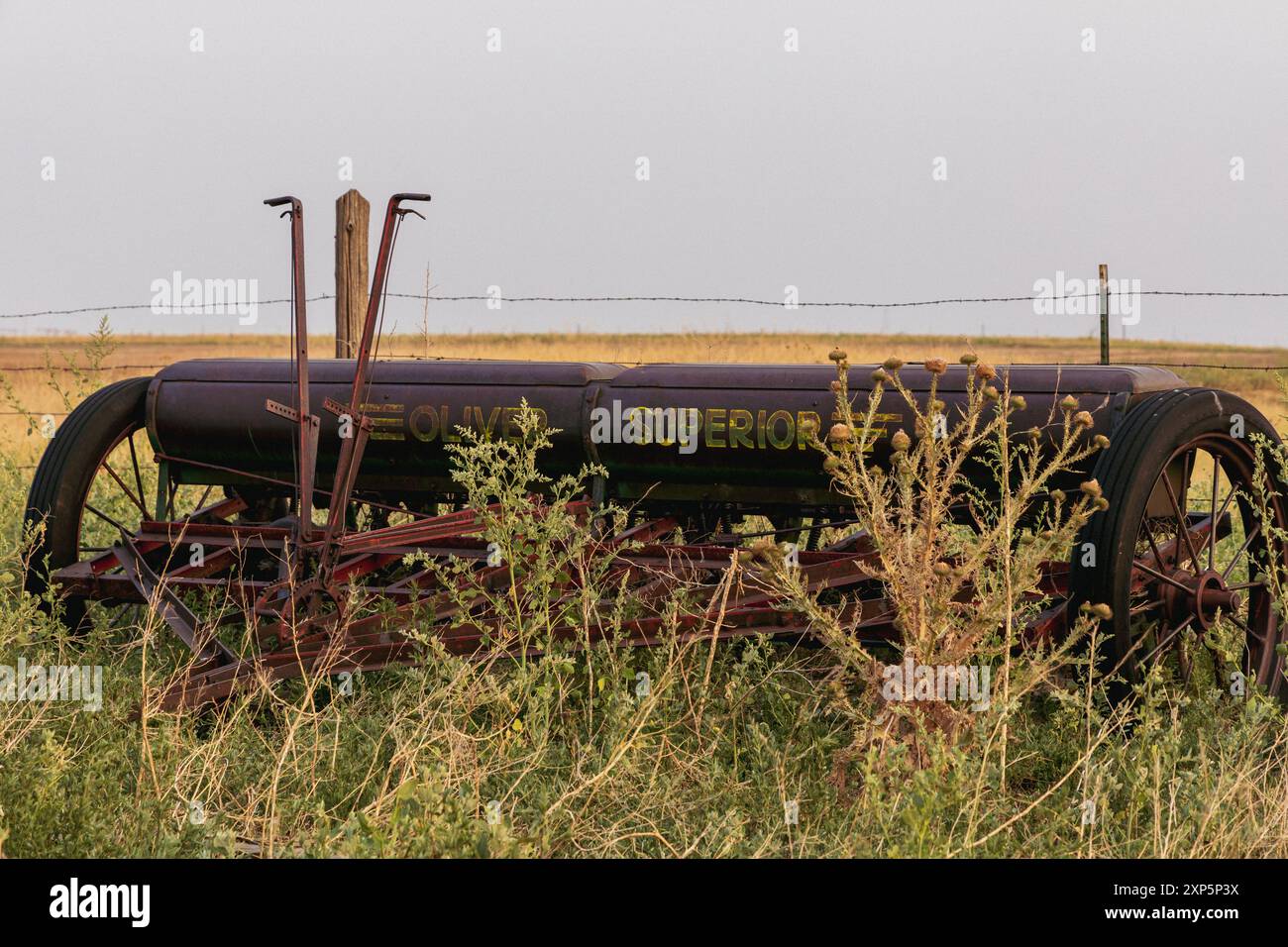 Abandoned farm ruins with barns and agriculture equipment in the ...