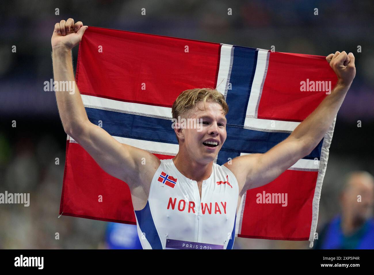 Paris, France. 03rd Aug, 2024. Markus Rooth of Norway celebrates after ...