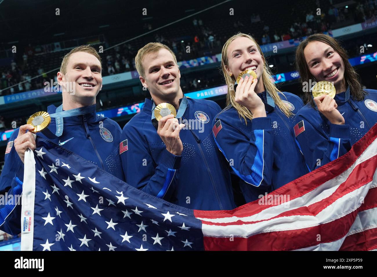 Paris, France. 03rd Aug, 2024. Olympics, Paris 2024, swimming, women, 4 ...