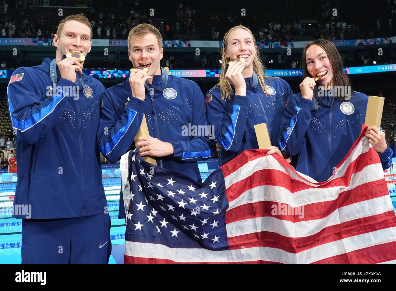 Paris, France. 03rd Aug, 2024. Olympics, Paris 2024, swimming, women, 4 ... Paris, France. 03rd Aug, 2024. Olympics, Paris 2024, swimming, women, 4 ...