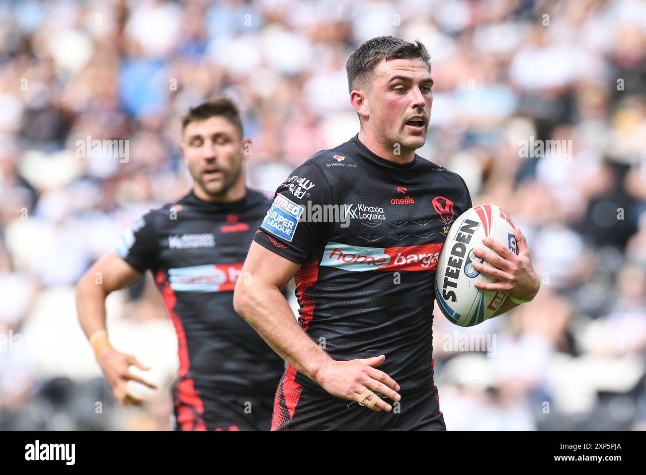 Hull, England - 3rd August 2024 - Lewis Dodd of St Helens scores try ...