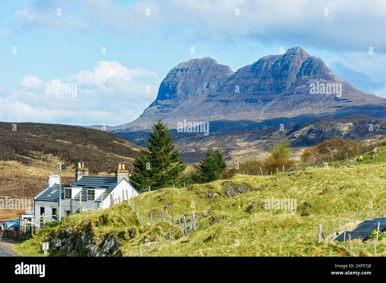 The peak of Suilven, from Elphin, Sutherland, Scotland, UK Stock Photo ...