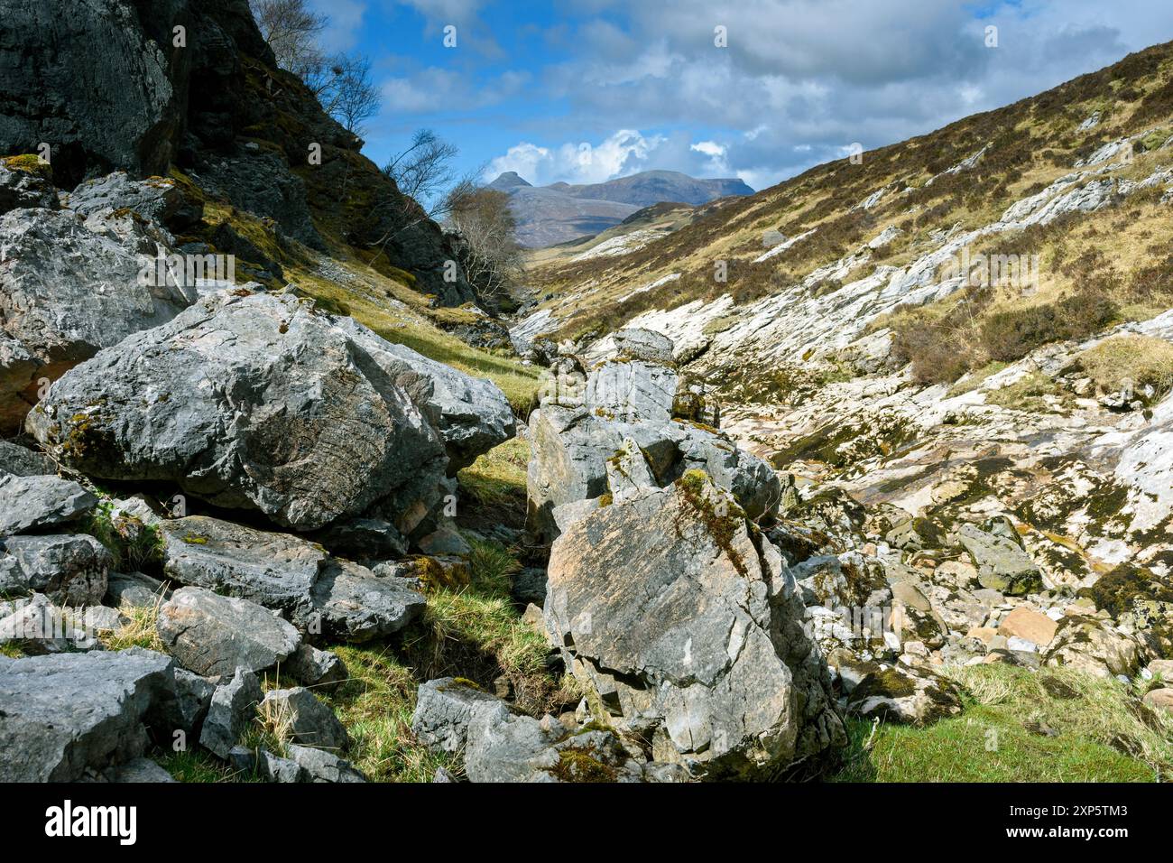 The peak of Spidean Coinich (Quinag) from a dry gorge below the ...