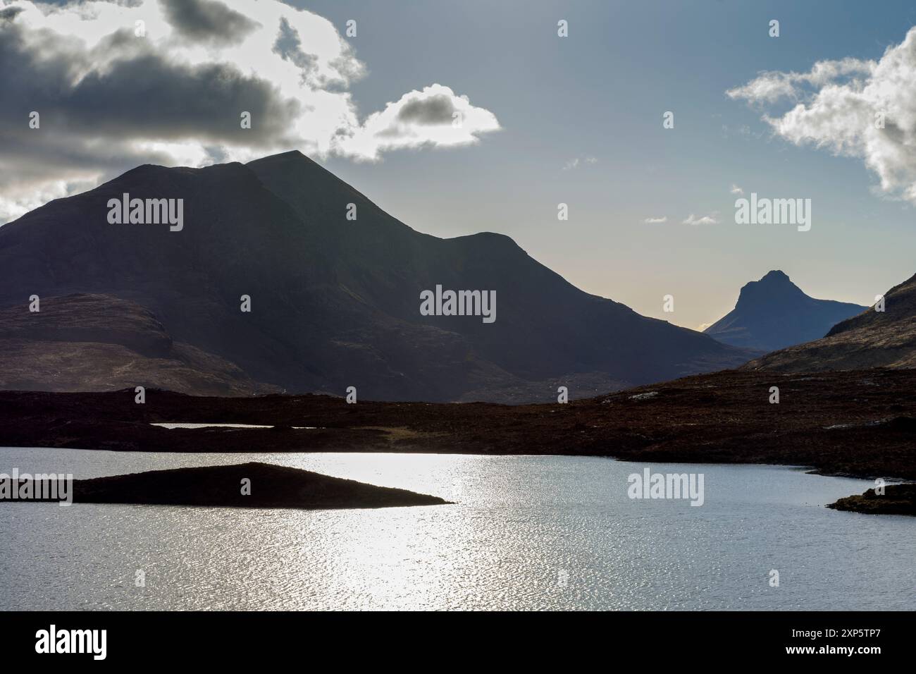 The peaks of Cul Beag and Stac Pollaidh (Stac Polly) over Lochan an Ais ...