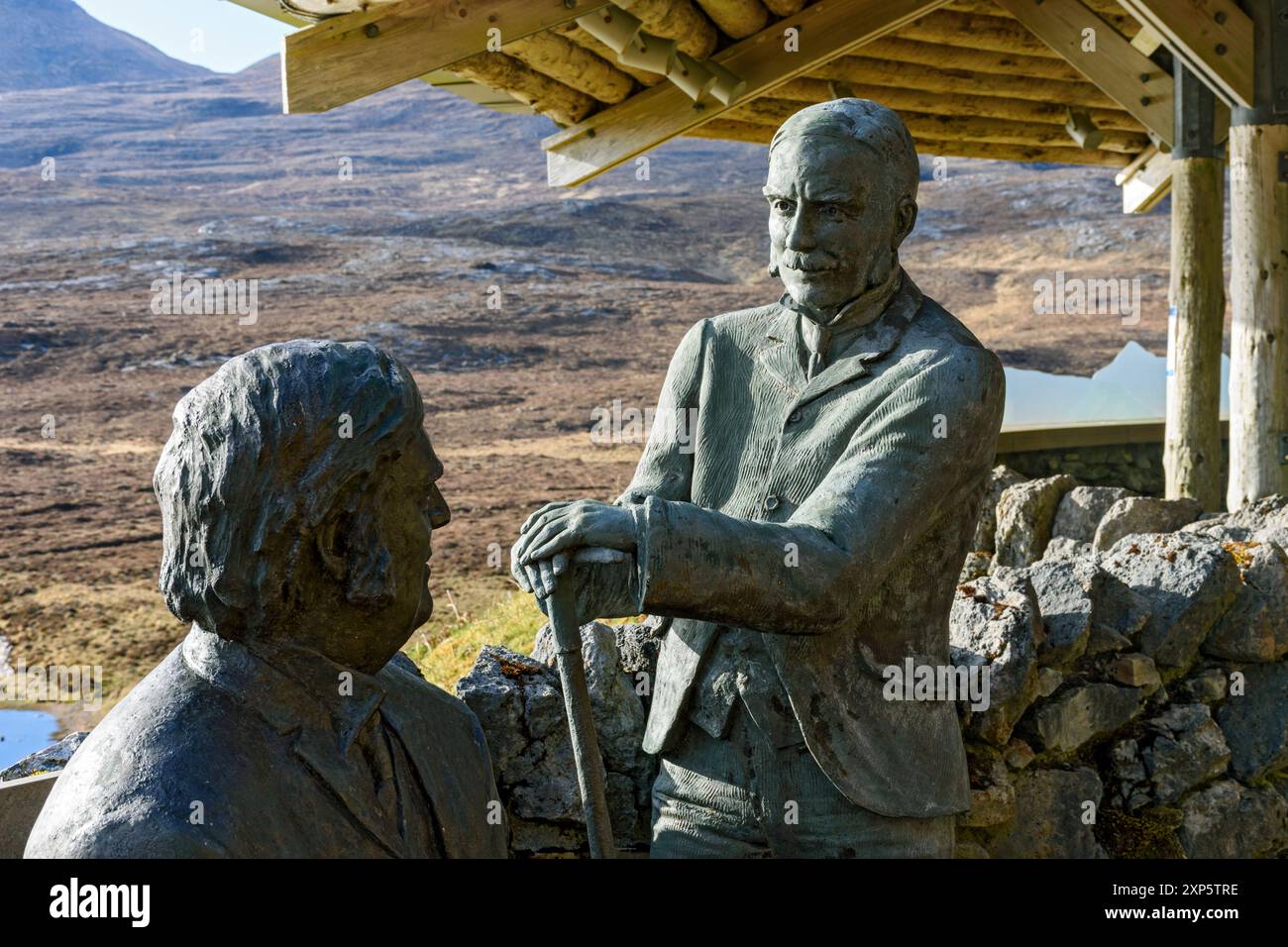 Sculpture, by Alan Beattie Herriot, of the geologists Ben Peach and ...