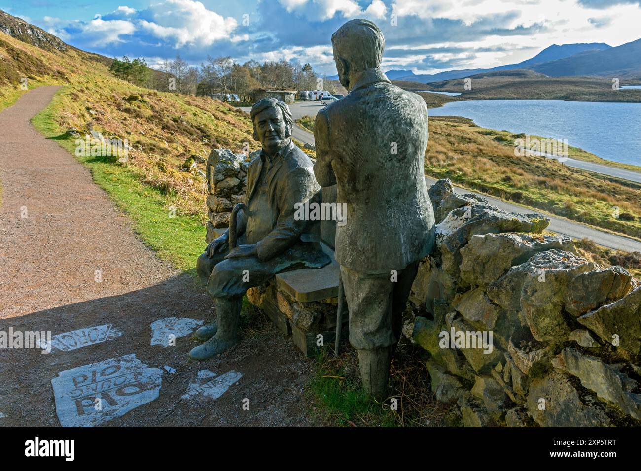 Sculpture, by Alan Beattie Herriot, of the geologists Ben Peach and ...