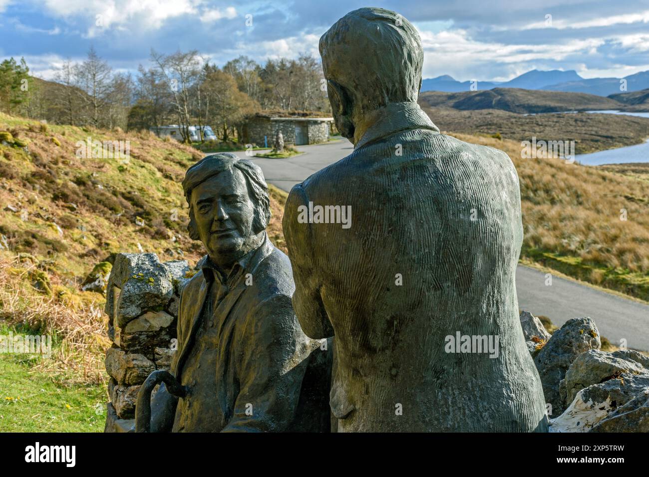 Sculpture, by Alan Beattie Herriot, of the geologists Ben Peach and ...