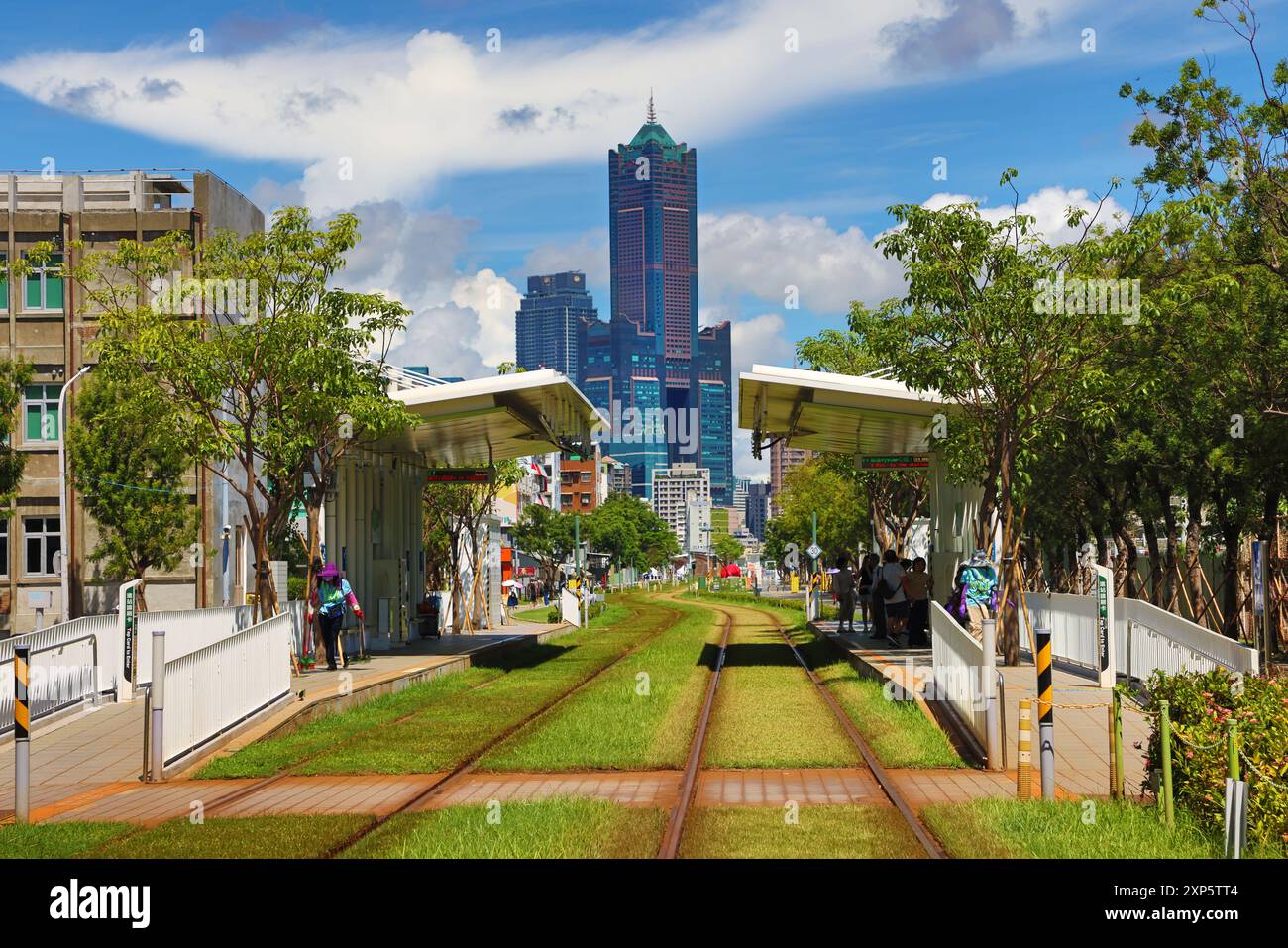 Kaohsiung Light Rail Tram Station and 85 Sky Tower, Kaohsiung, Taiwan ...