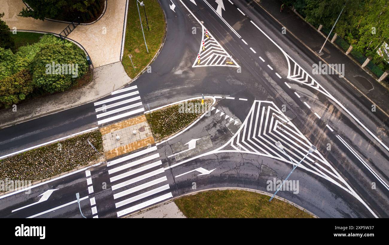 Complex Road Intersection Featuring Multiple Lanes and Pedestrian ...