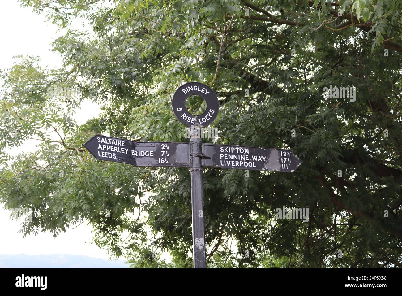 Canal sign at Bingley five rise locks Stock Photo - Alamy