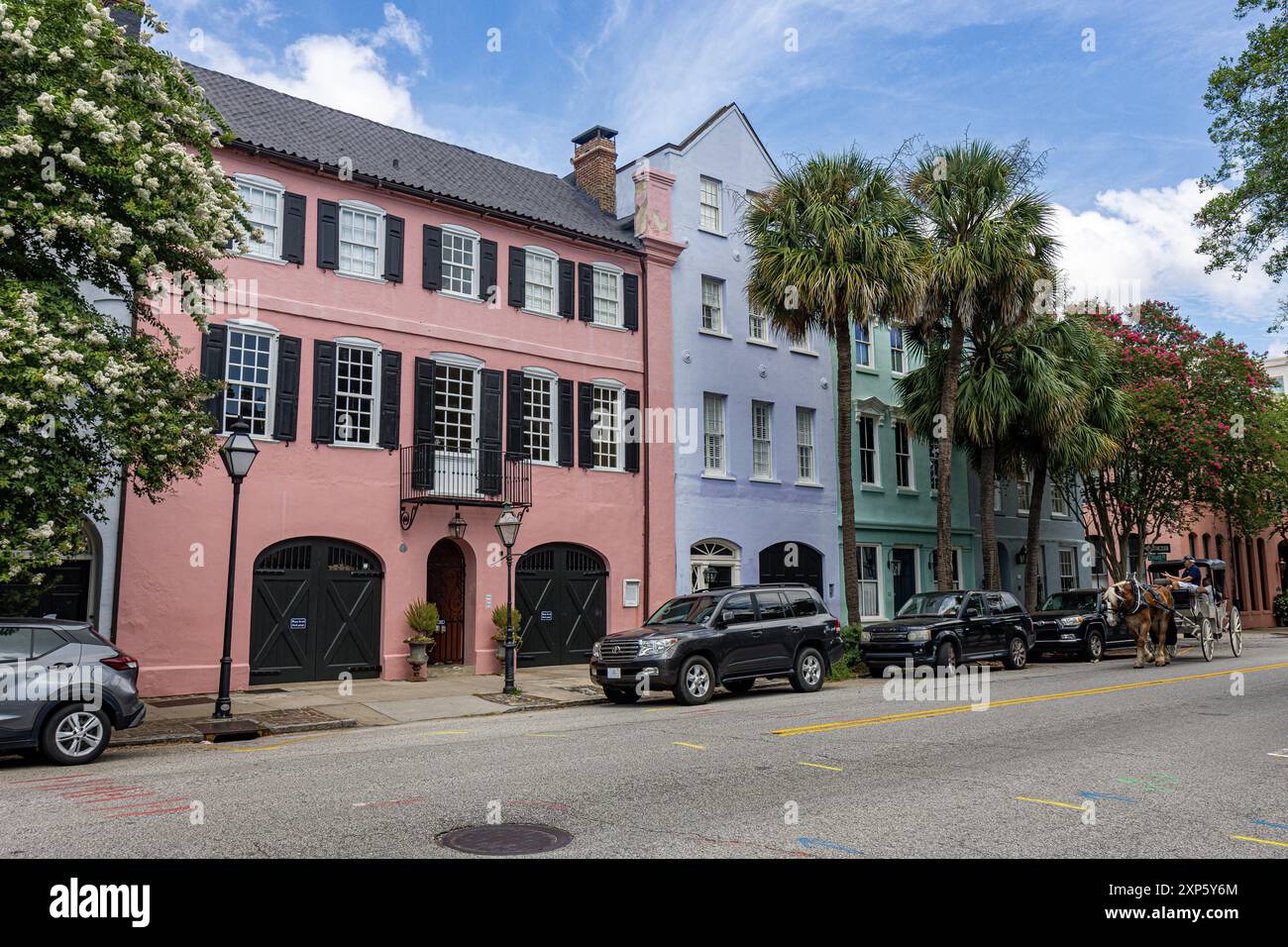 Rainbow Row, colorful homes located in the historic district of ...