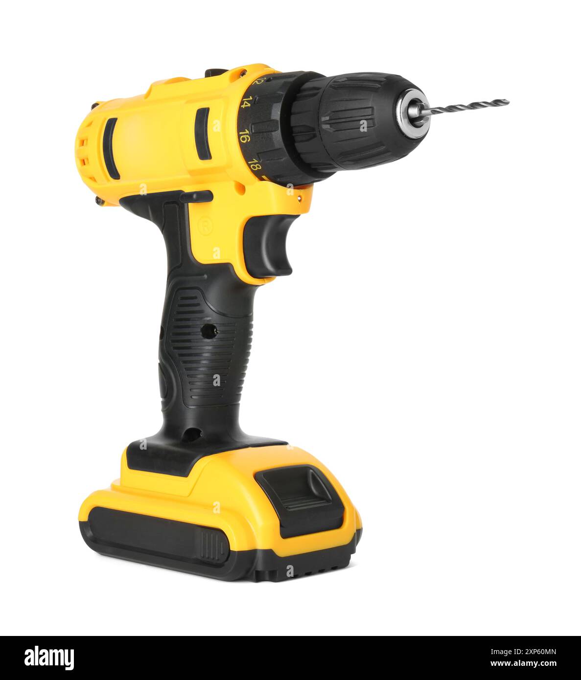 Modern cordless electric drill isolated on white Stock Photo - Alamy