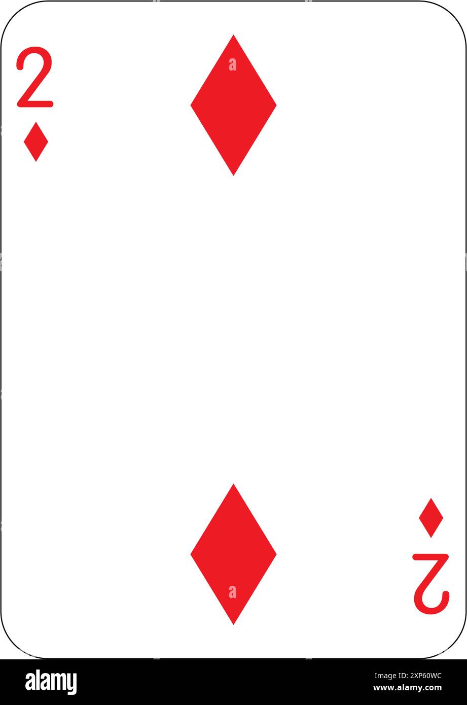 2 of diamonds. One playing card, illustration Stock Photo - Alamy
