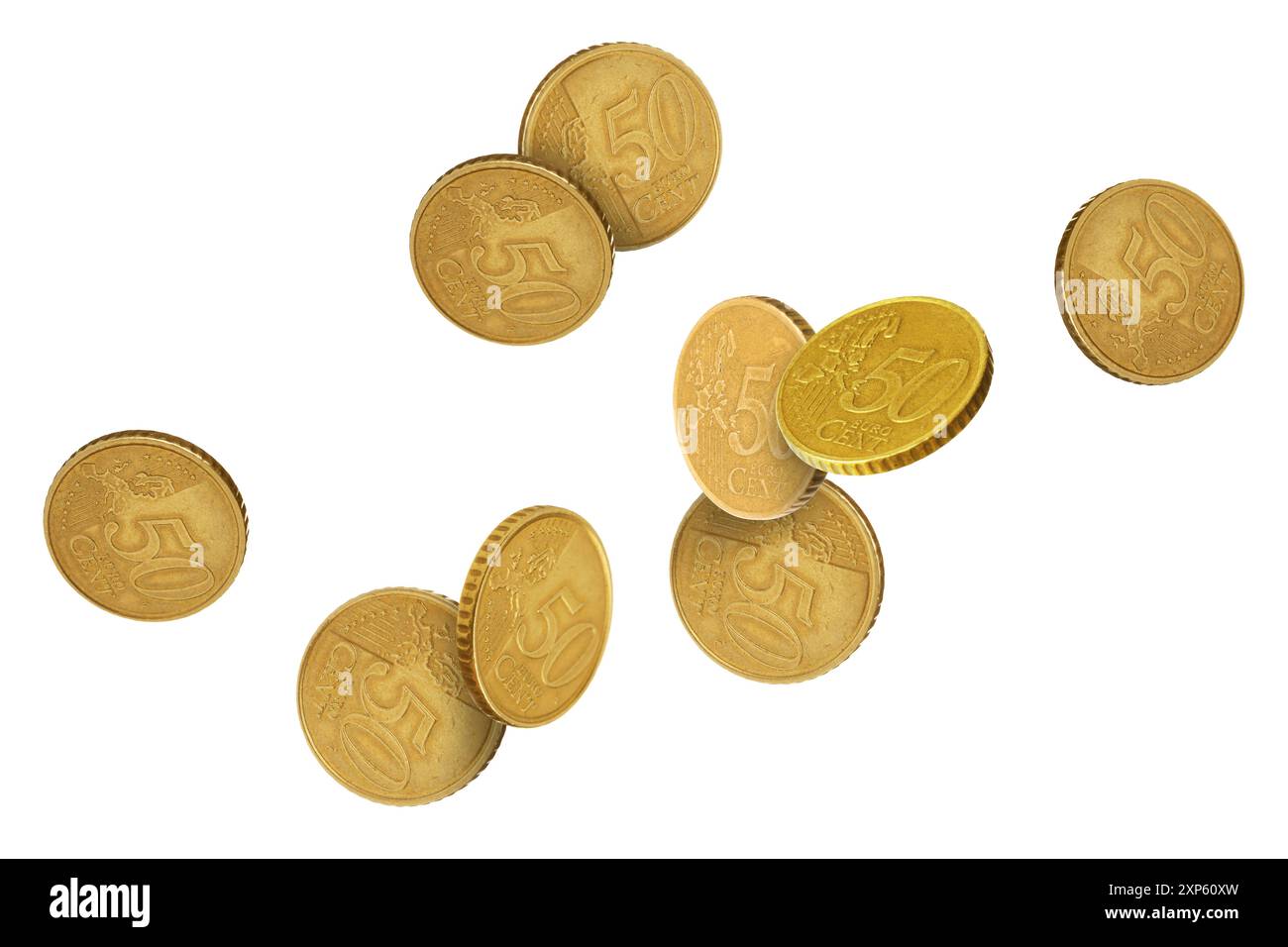 Euro cent coins in air on white background Stock Photo - Alamy