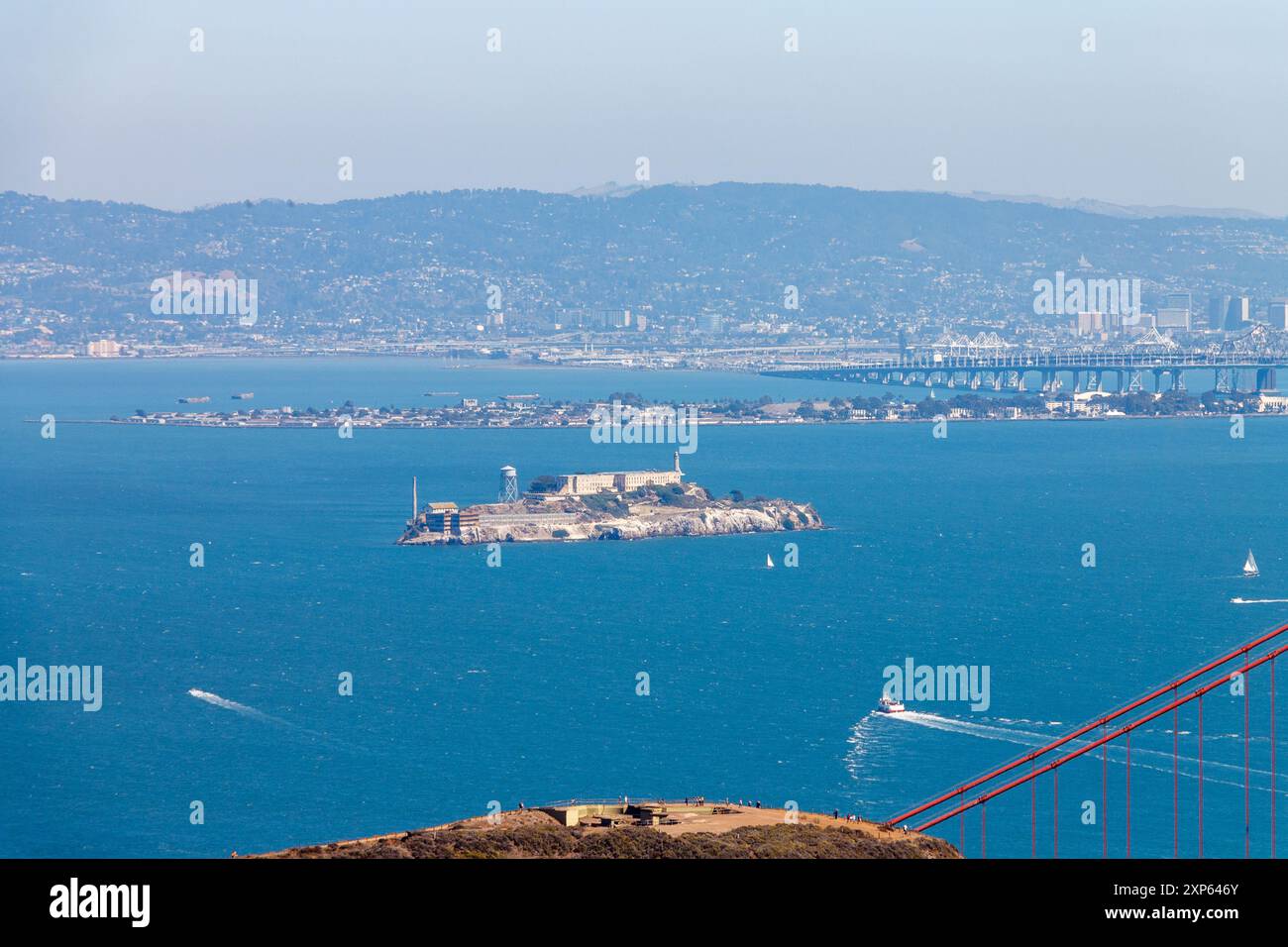 The iconic famous Alcatraz prison island on the San Francisco Bay ...