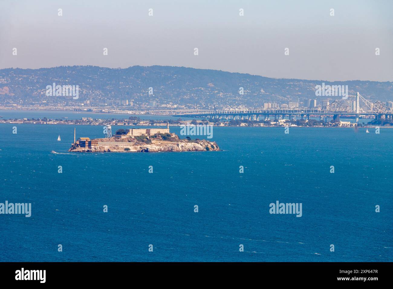 The iconic famous Alcatraz prison island on the San Francisco Bay ...