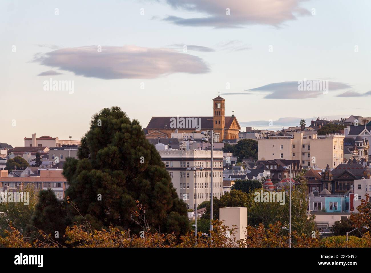 Sacred heart church and the buildings of San Francisco California Stock ...