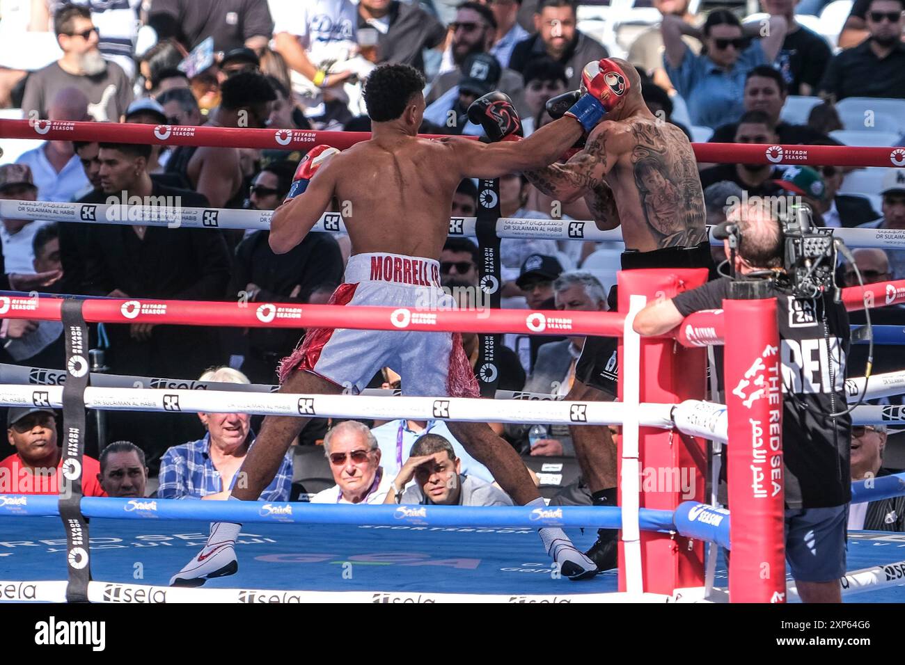 Los Angeles, California, USA. 3rd Aug, 2024. Action between David ...