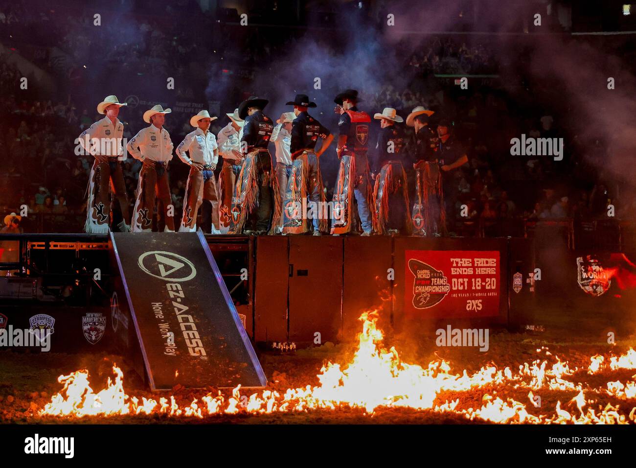 SUNRISE, FLORIDA - AUGUST 2: > PBR riders line up at Amerant Bank Arena ...