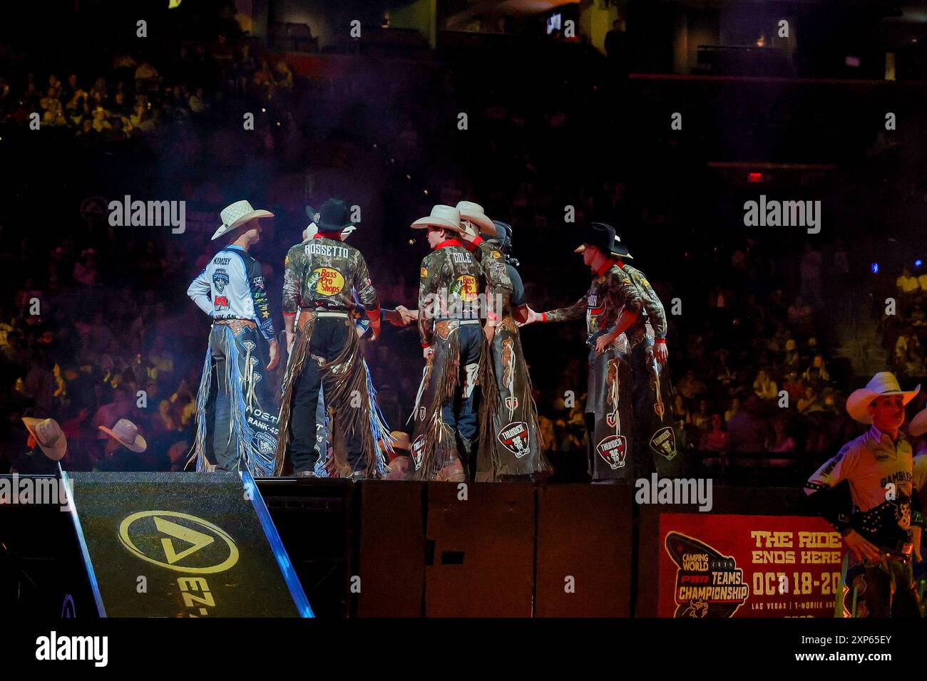 SUNRISE, FLORIDA - AUGUST 2: > PBR riders line up at Amerant Bank Arena ...